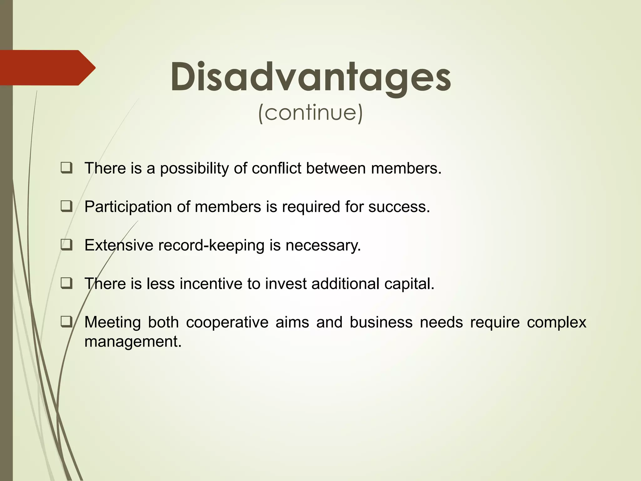 Advantages and disadvantages of co operatives- | PPTX