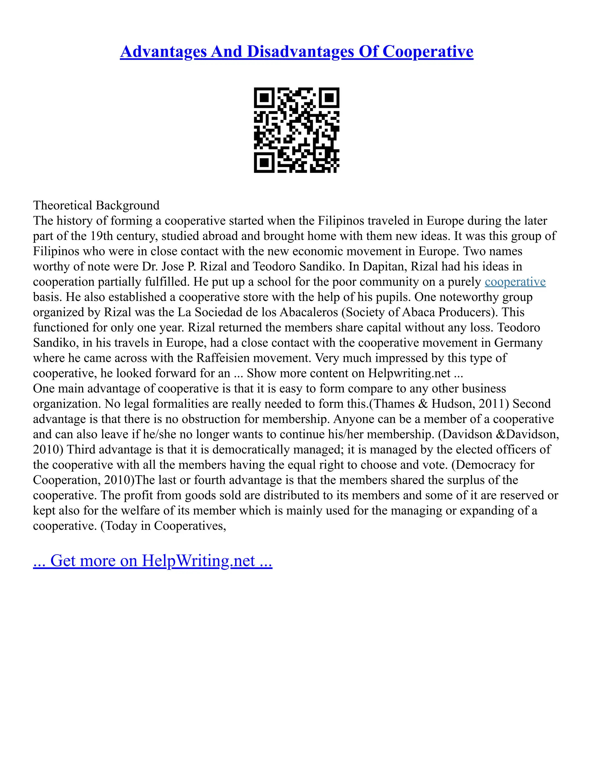 Advantages And Disadvantages Of Cooperatives | PDF