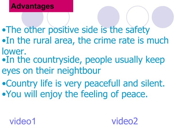 Advantages and disadvantages of country life | PPT