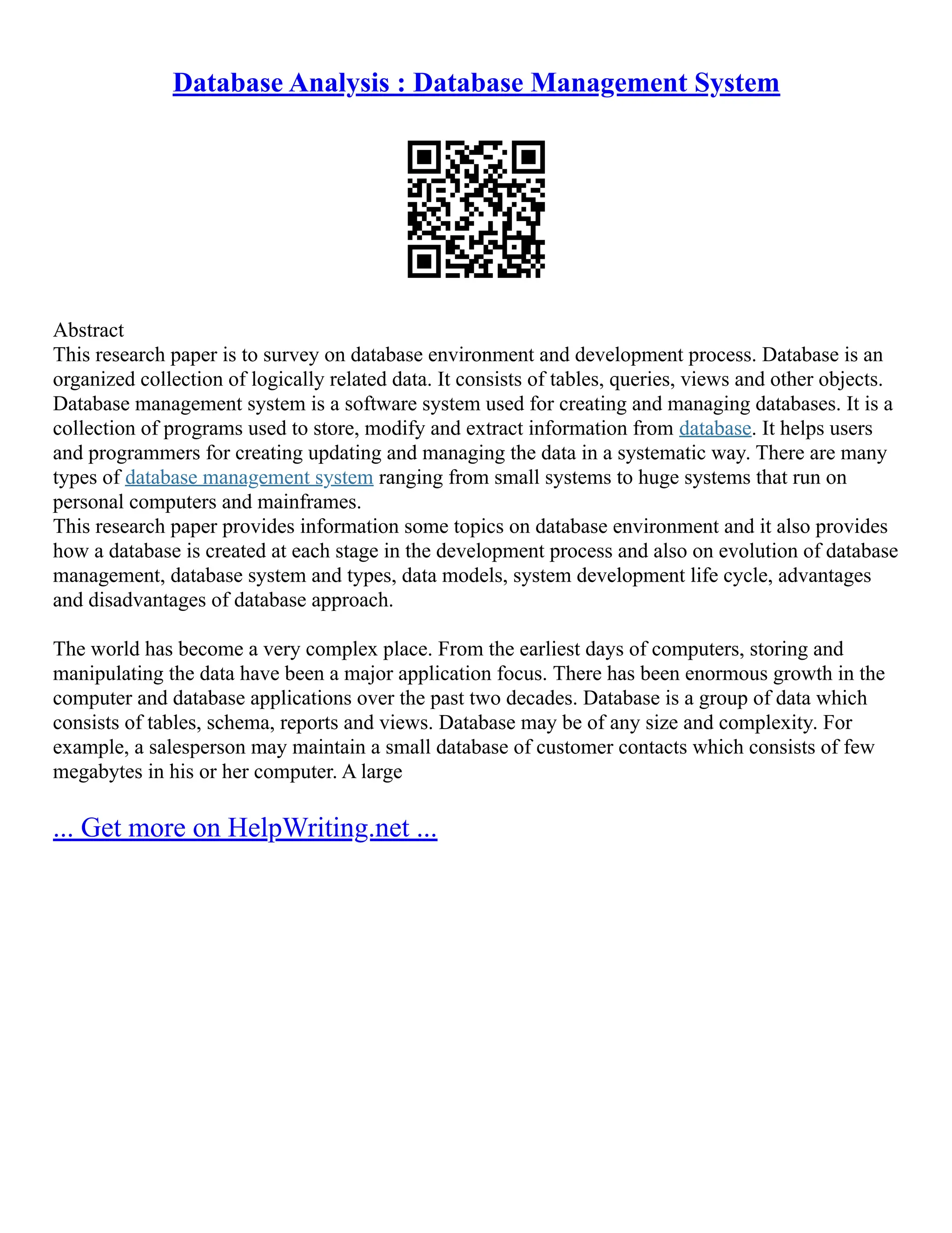 Advantages And Disadvantages Of Database System | PDF