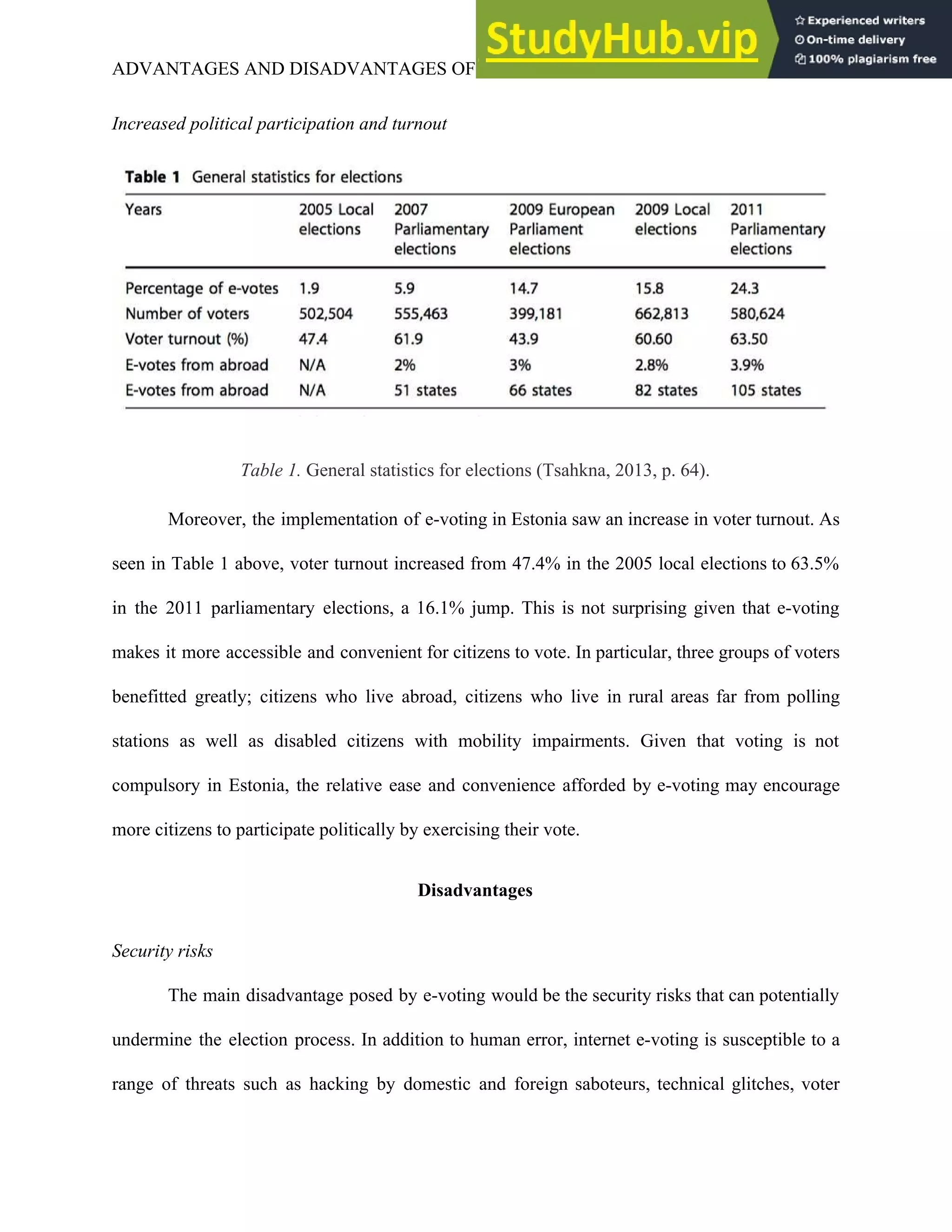 Advantages And Disadvantages Of E-Voting The Estonian Experience | PDF