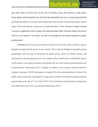 Advantages And Disadvantages Of E-Voting The Estonian Experience | PDF