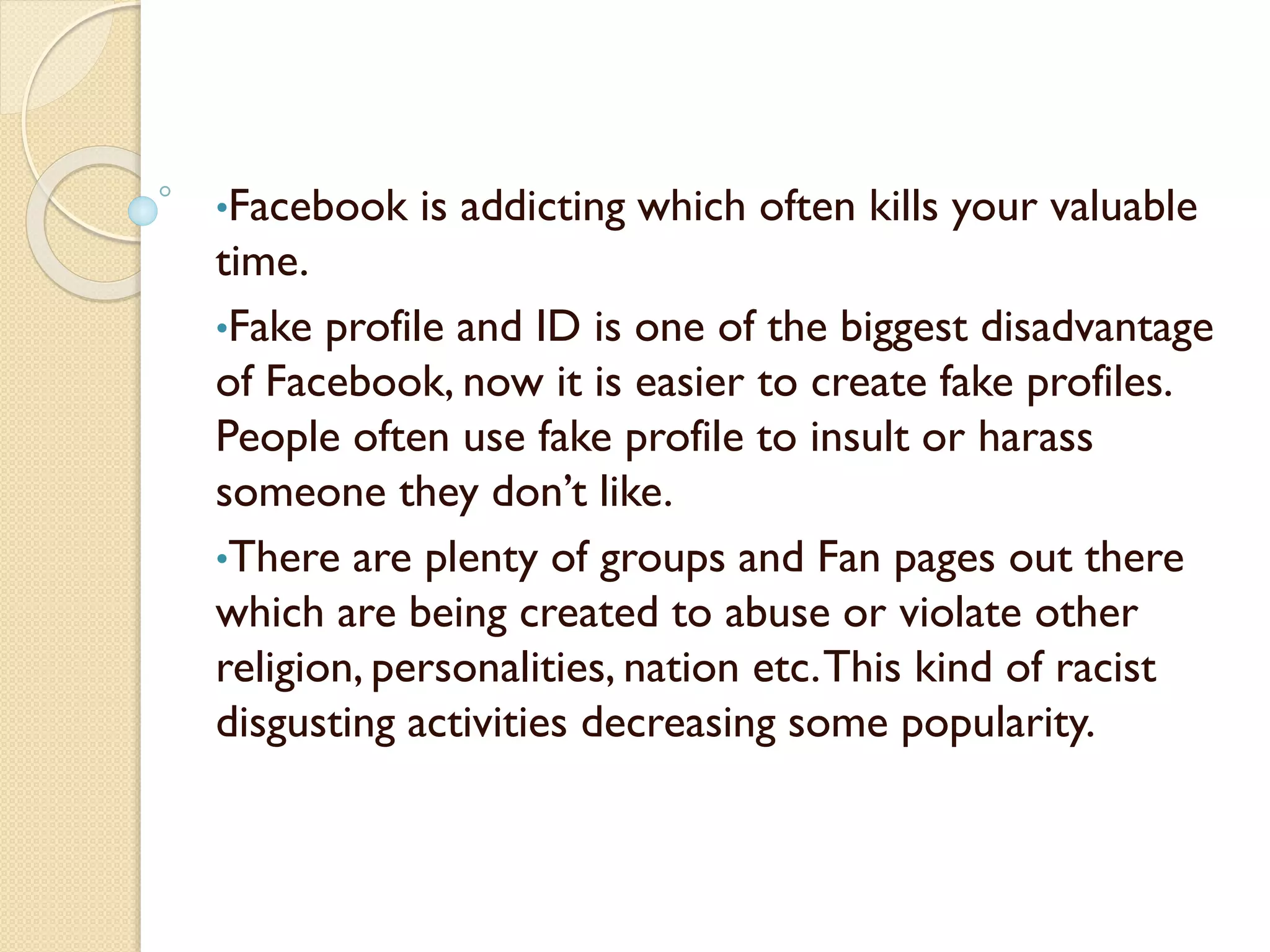 Advantages and Disadvantages of Facebook | PPTX