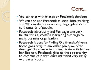 Advantages and Disadvantages of Facebook | PPTX