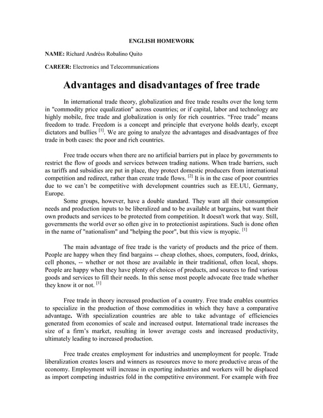 Advantages and disadvantages of free trade | PDF | Commodities | Economy