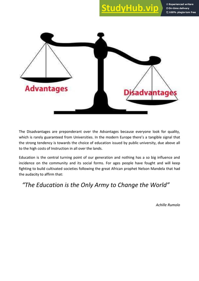 ADVANTAGES AND DISADVANTAGES OF HIGHER EDUCATION | PDF | College ...