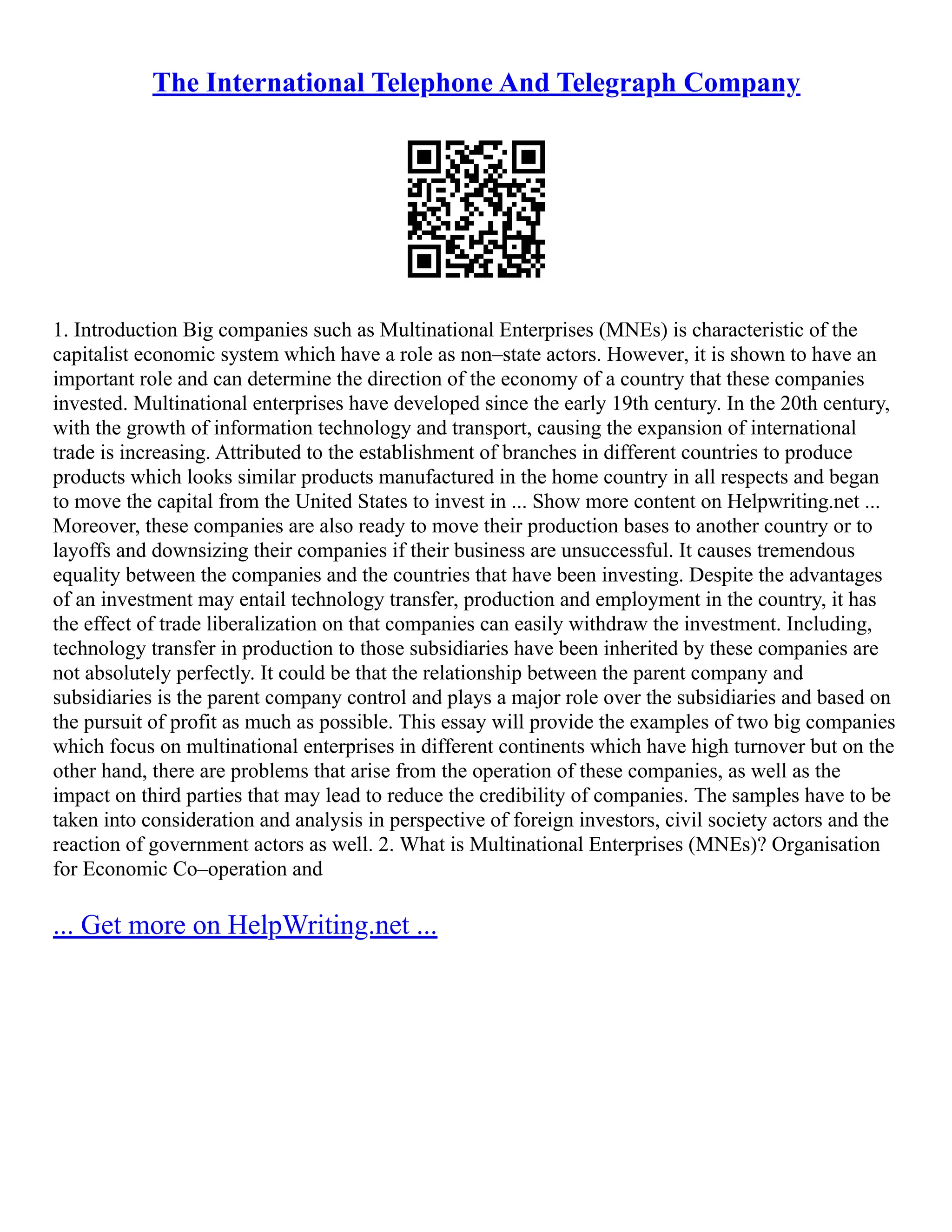 Advantages And Disadvantages Of Host Countries | PDF
