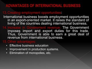Advantages and disadvantages of INTERNATIONAL BUSINESS | PPTX