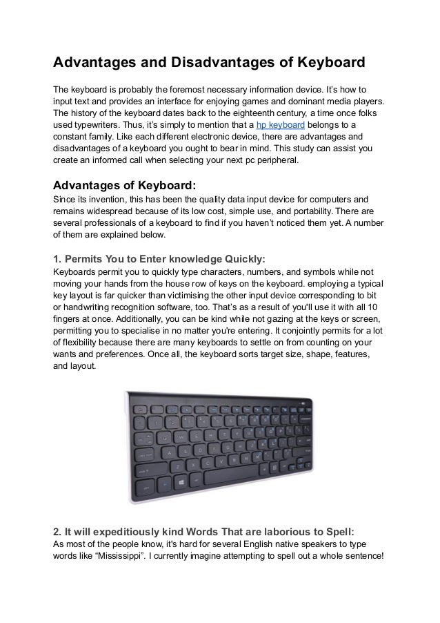 Advantages And Disadvantages Of Keyboard Pdf