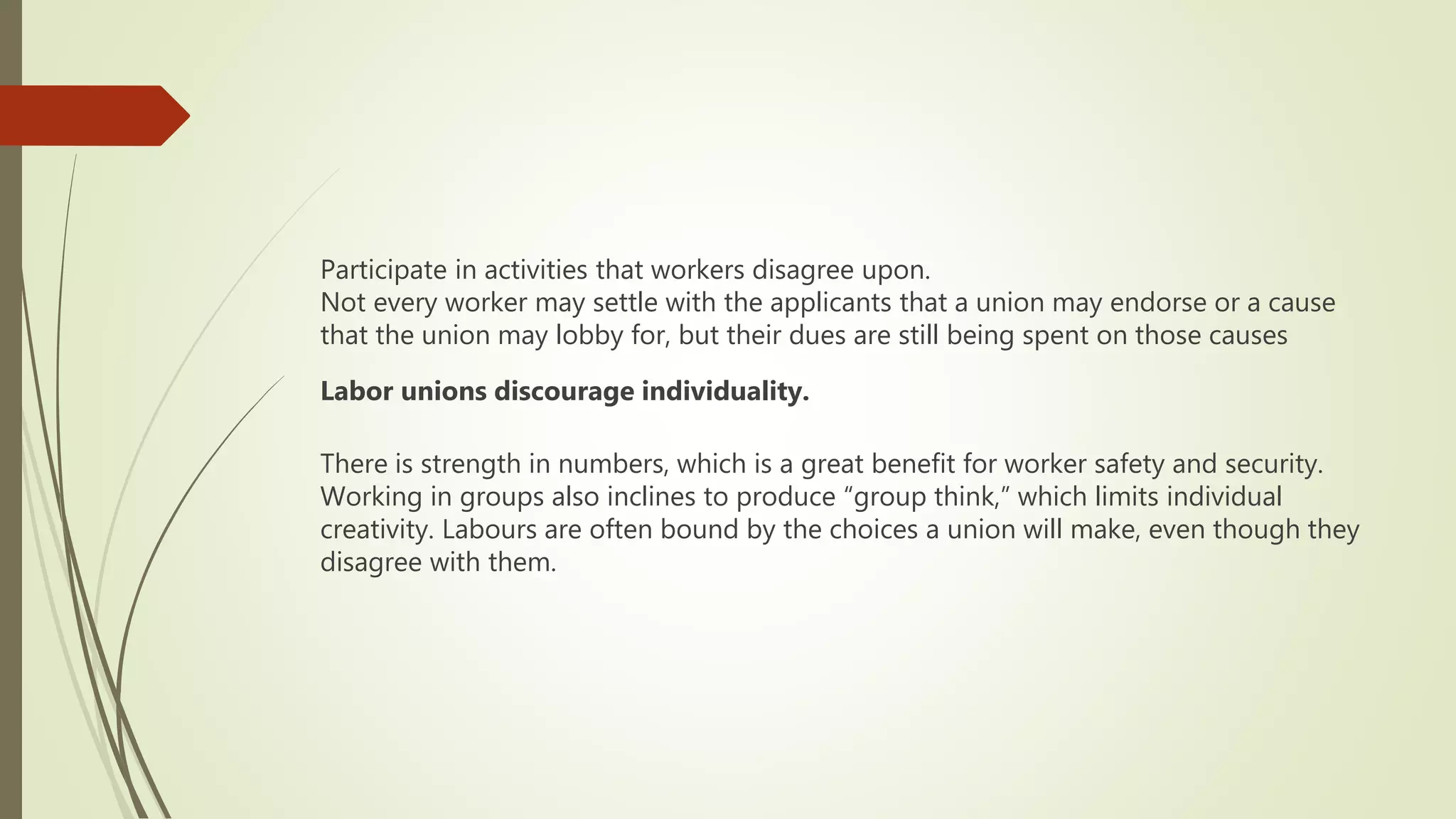 Advantages and disadvantages of labor unions | PPTX