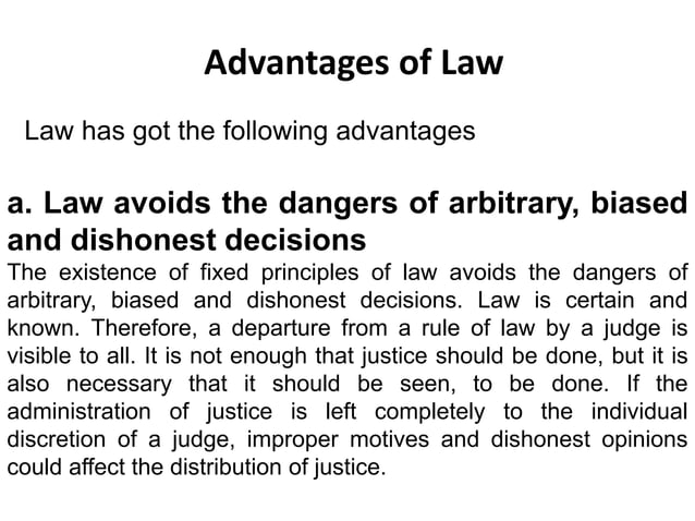 Advantages and disadvantages of law | PPTX