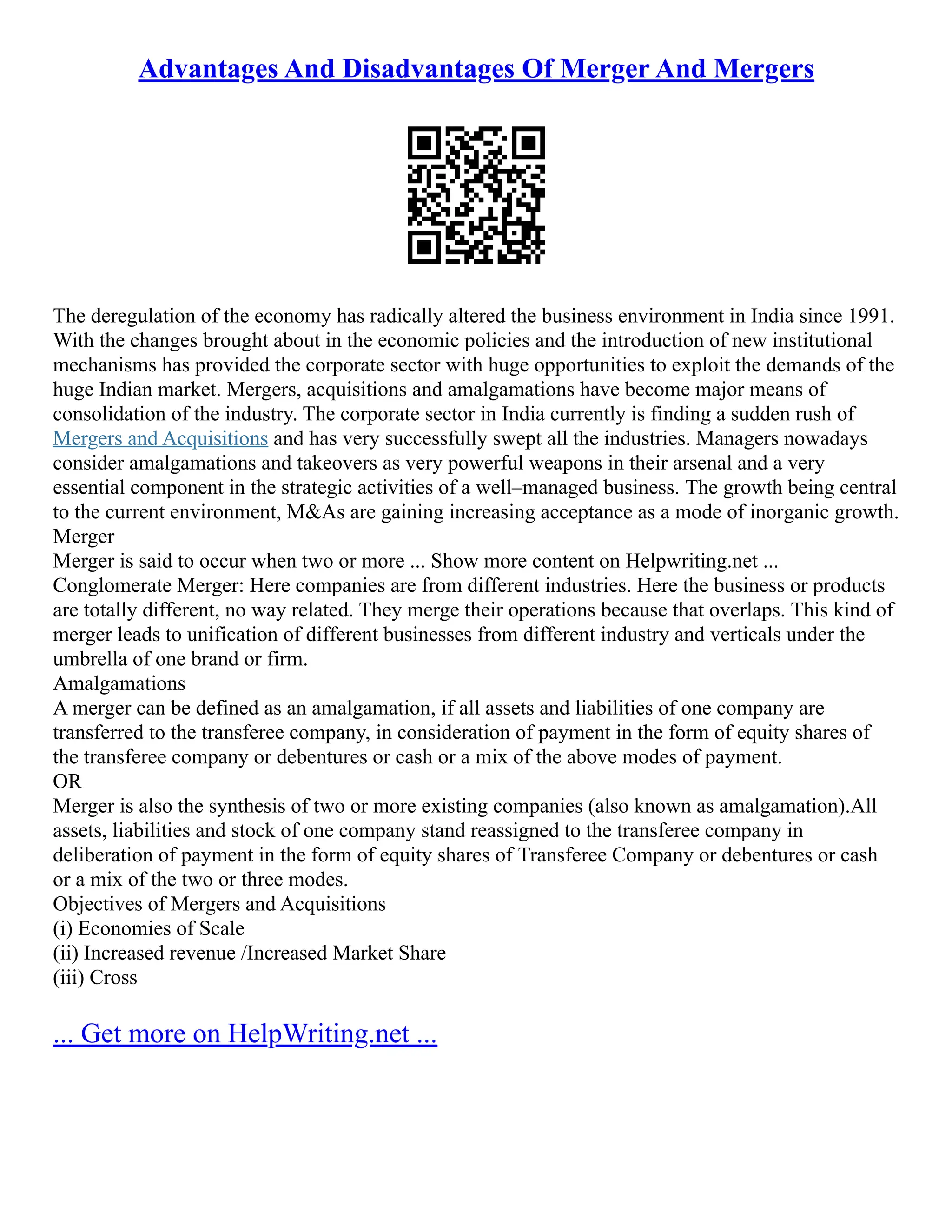 Advantages And Disadvantages Of Merger And Mergers | PDF
