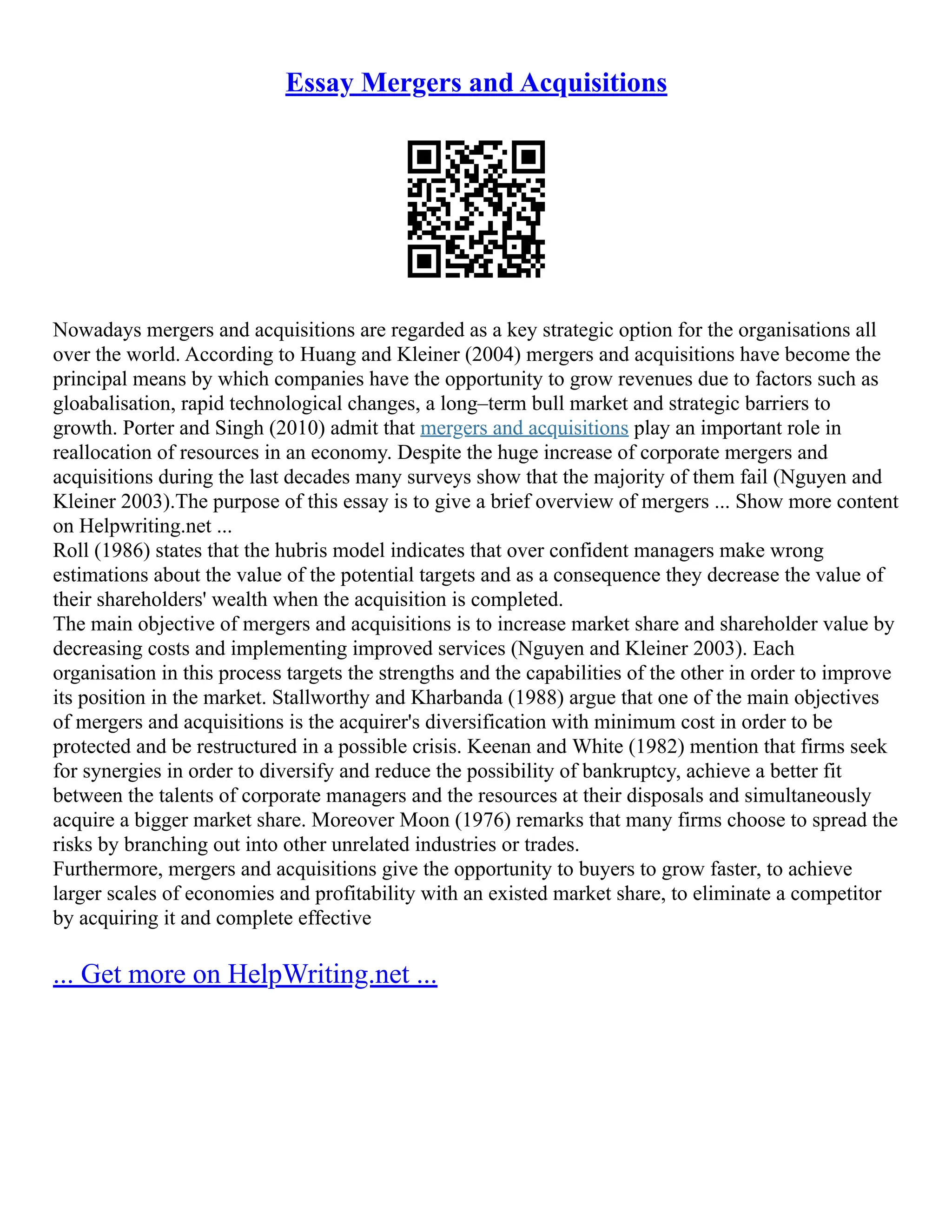 Advantages And Disadvantages Of Merger And Mergers | PDF