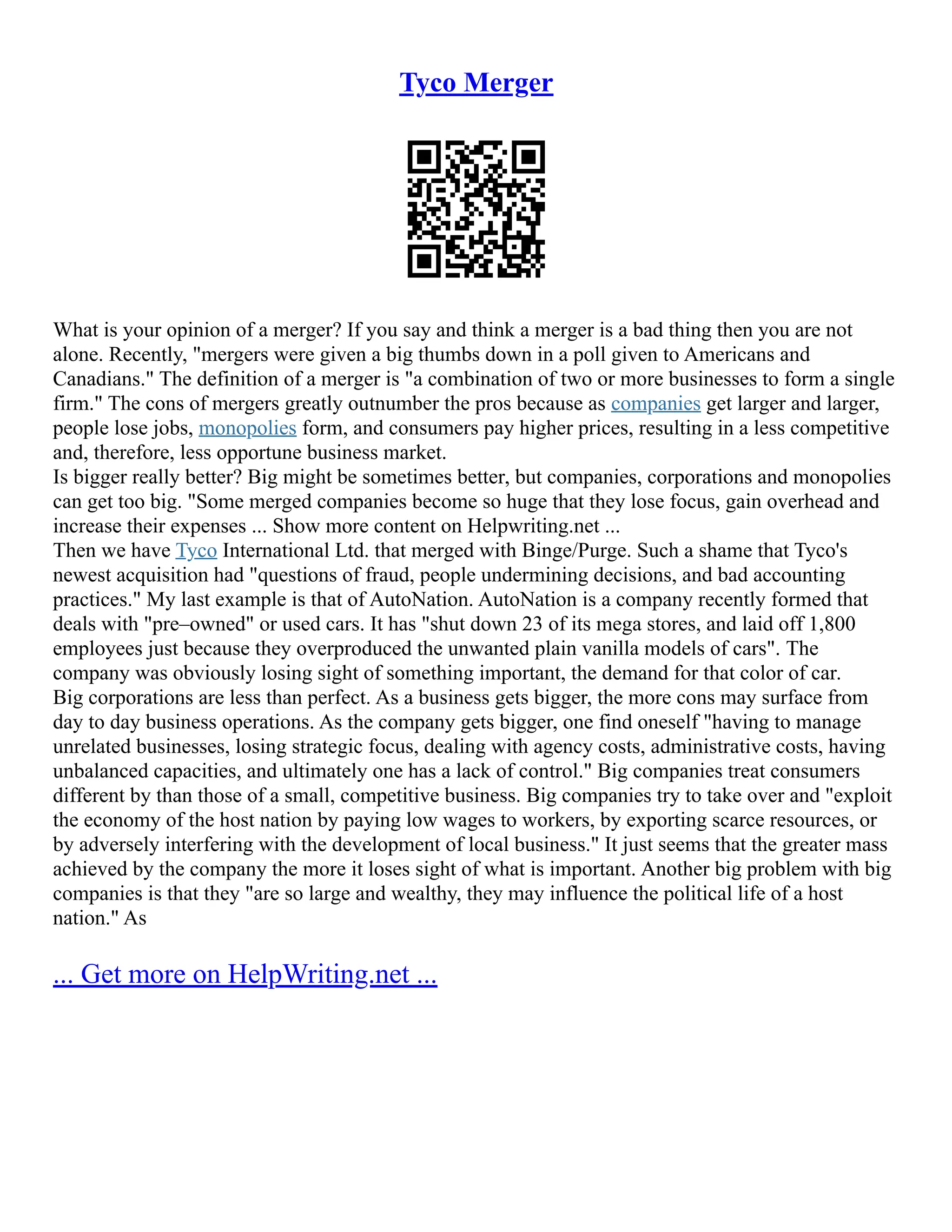 Advantages And Disadvantages Of Merger And Mergers | PDF