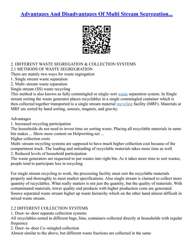 Advantages And Disadvantages Of Multi Stream Segregation... | PDF | Indoor Environmental Quality ...