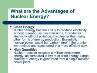Advantages Of Nuclear Energy