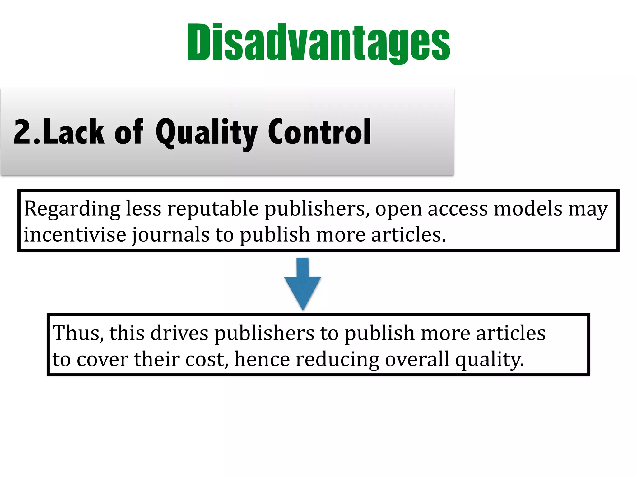 Advantages and Disadvantages of Open Access | PDF