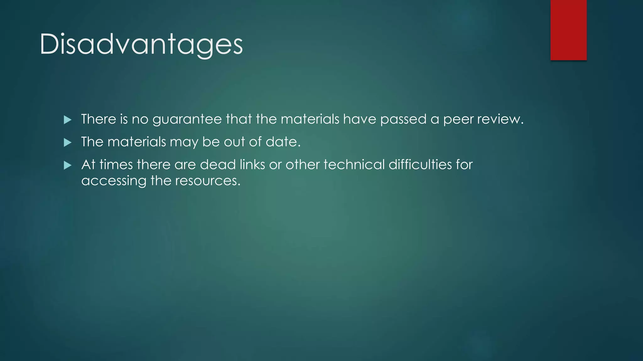 Advantages and disadvantages of open source education resources | PPTX