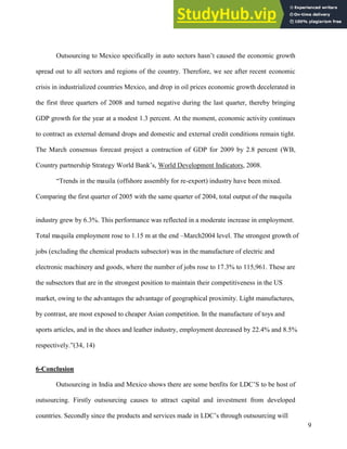 Advantages And Disadvantages Of Outsourcing | PDF