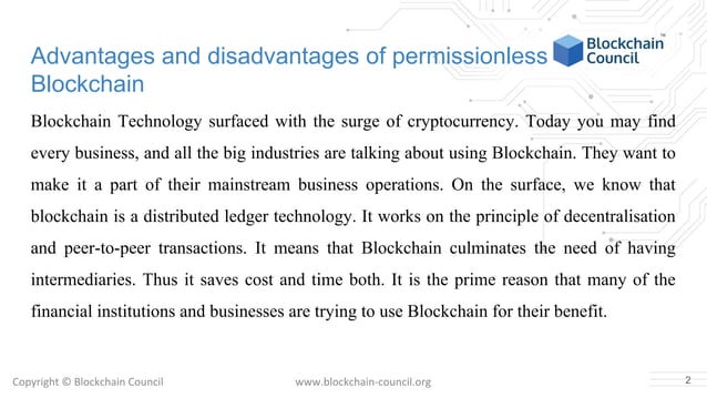 Advantages and disadvantages of permissionless blockchain | PDF | Internet | Computing