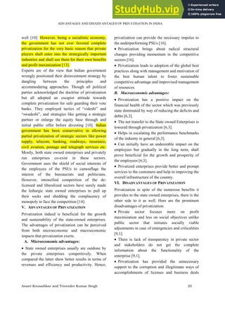 ADVANTAGES AND DISADVANTAGES OF PRIVATISATION IN INDIA | PDF
