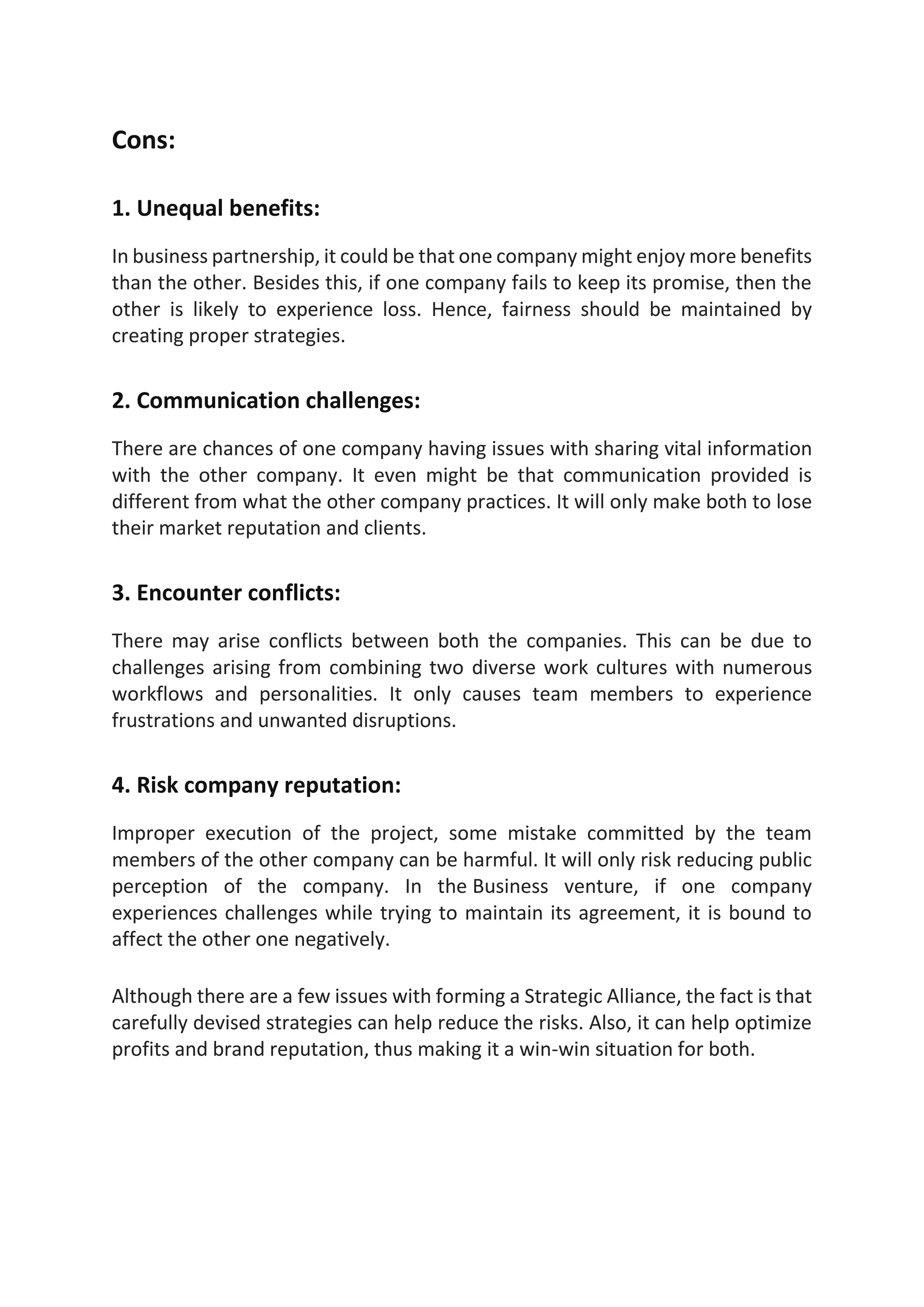 Advantages And Disadvantages Of Strategic Alliance In Business.docx