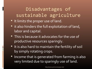 Advantages and disadvantages of sustainable agriculture | PPT