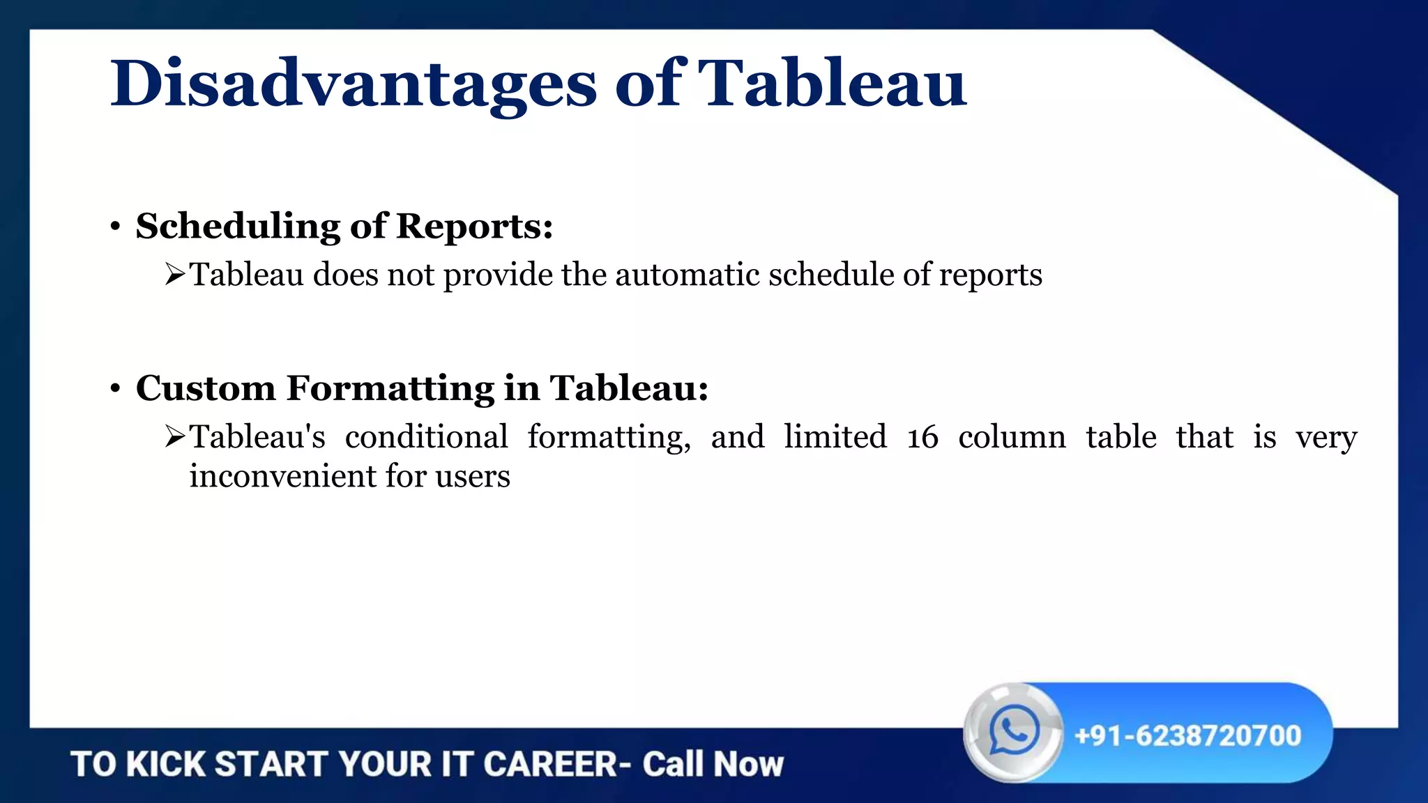 advantages and disadvantages of tableau new.pptx | Computer Software and Applications | Computing