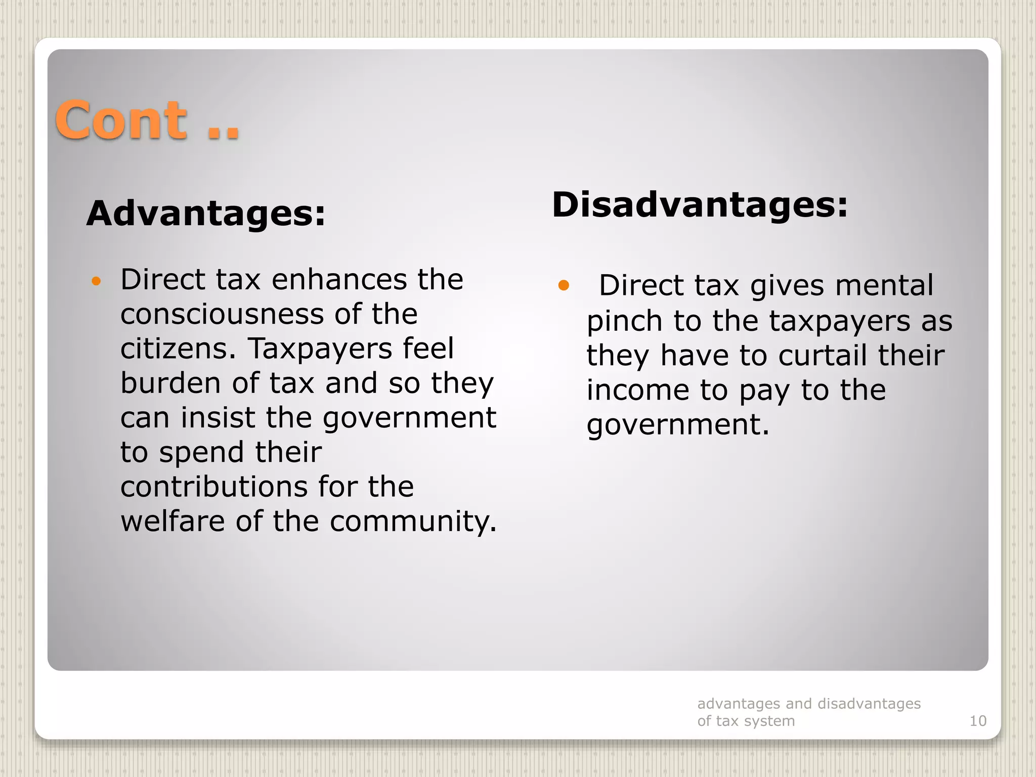 Advantages and Disadvantages of taxation system | PPTX