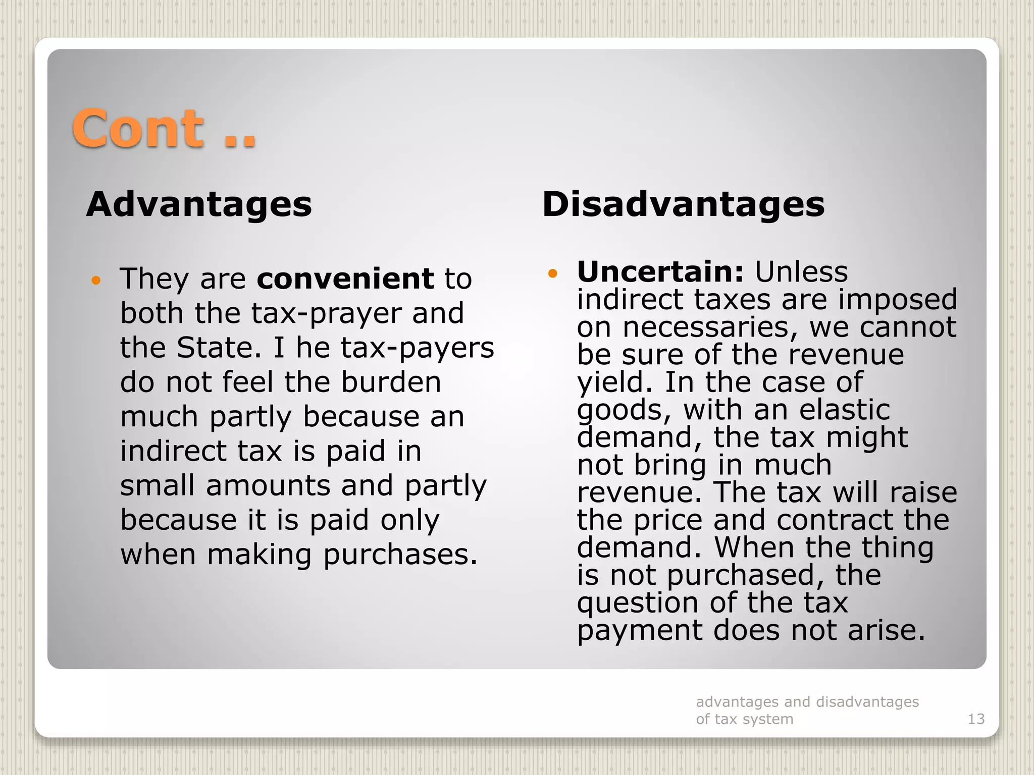 Advantages and Disadvantages of taxation system | PPTX