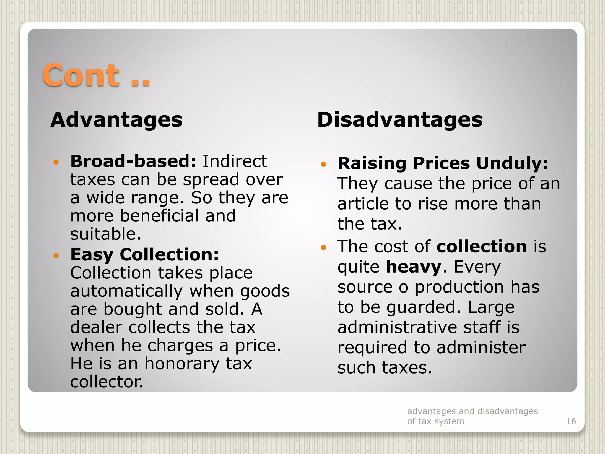 Advantages and Disadvantages of taxation system | PPTX