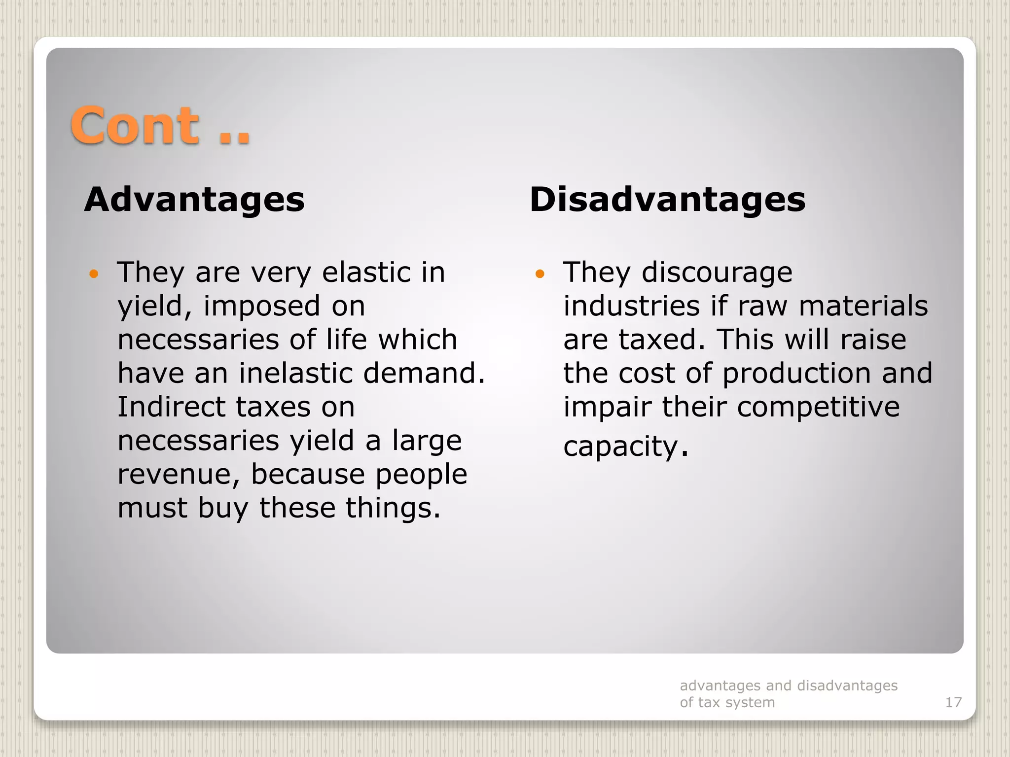 Advantages and Disadvantages of taxation system | PPTX