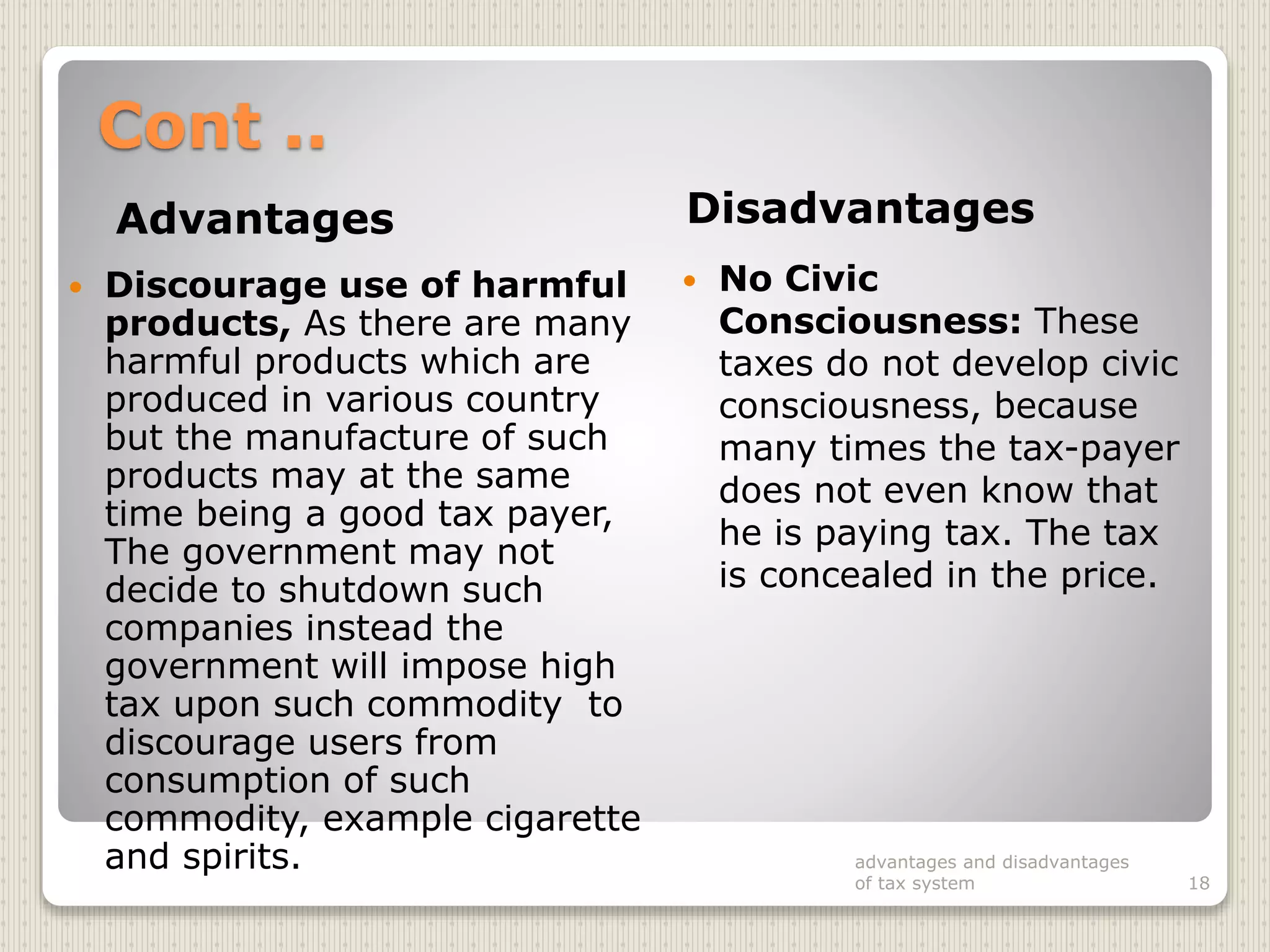 Advantages and Disadvantages of taxation system | PPTX