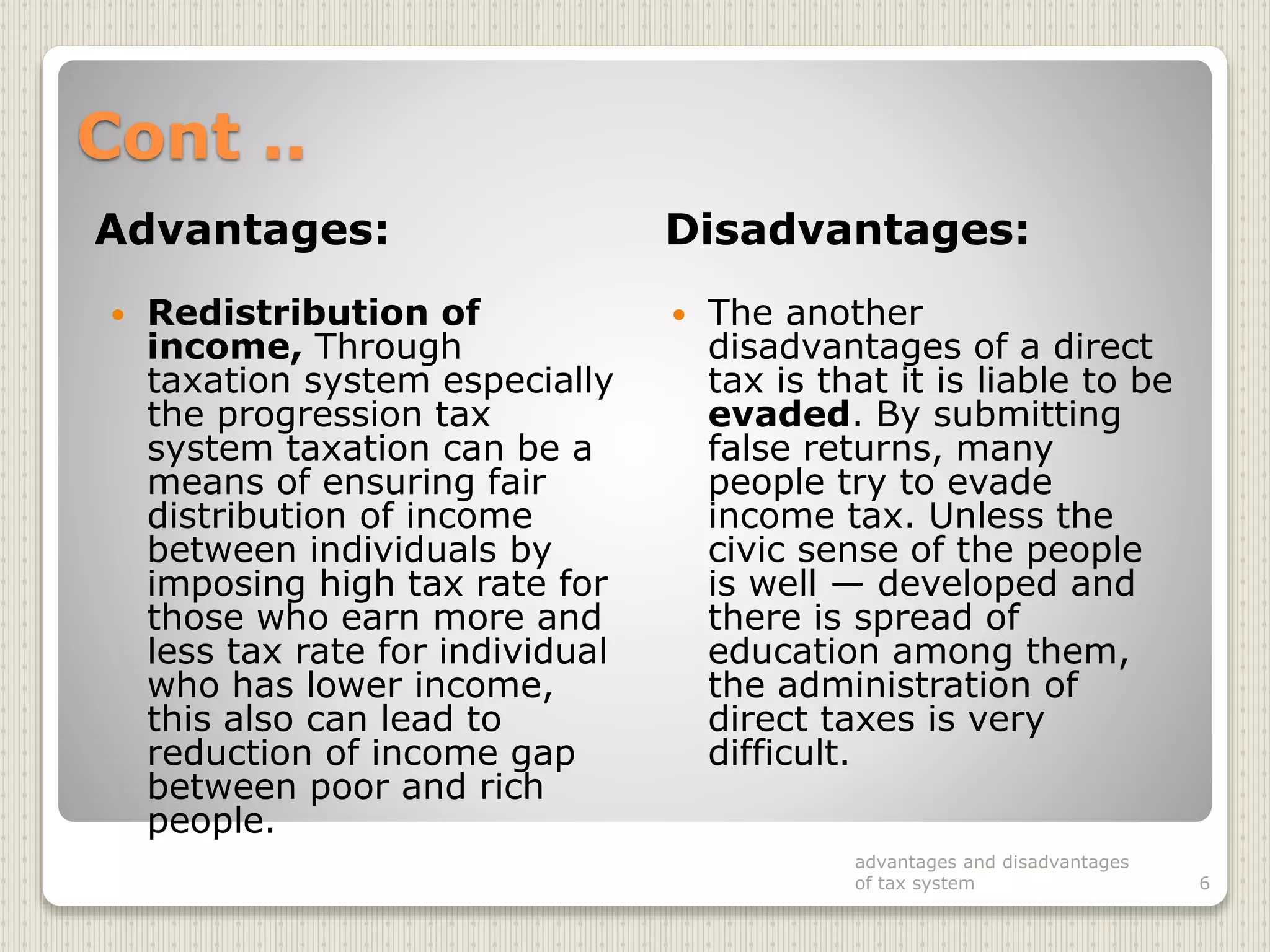 Advantages and Disadvantages of taxation system | PPTX