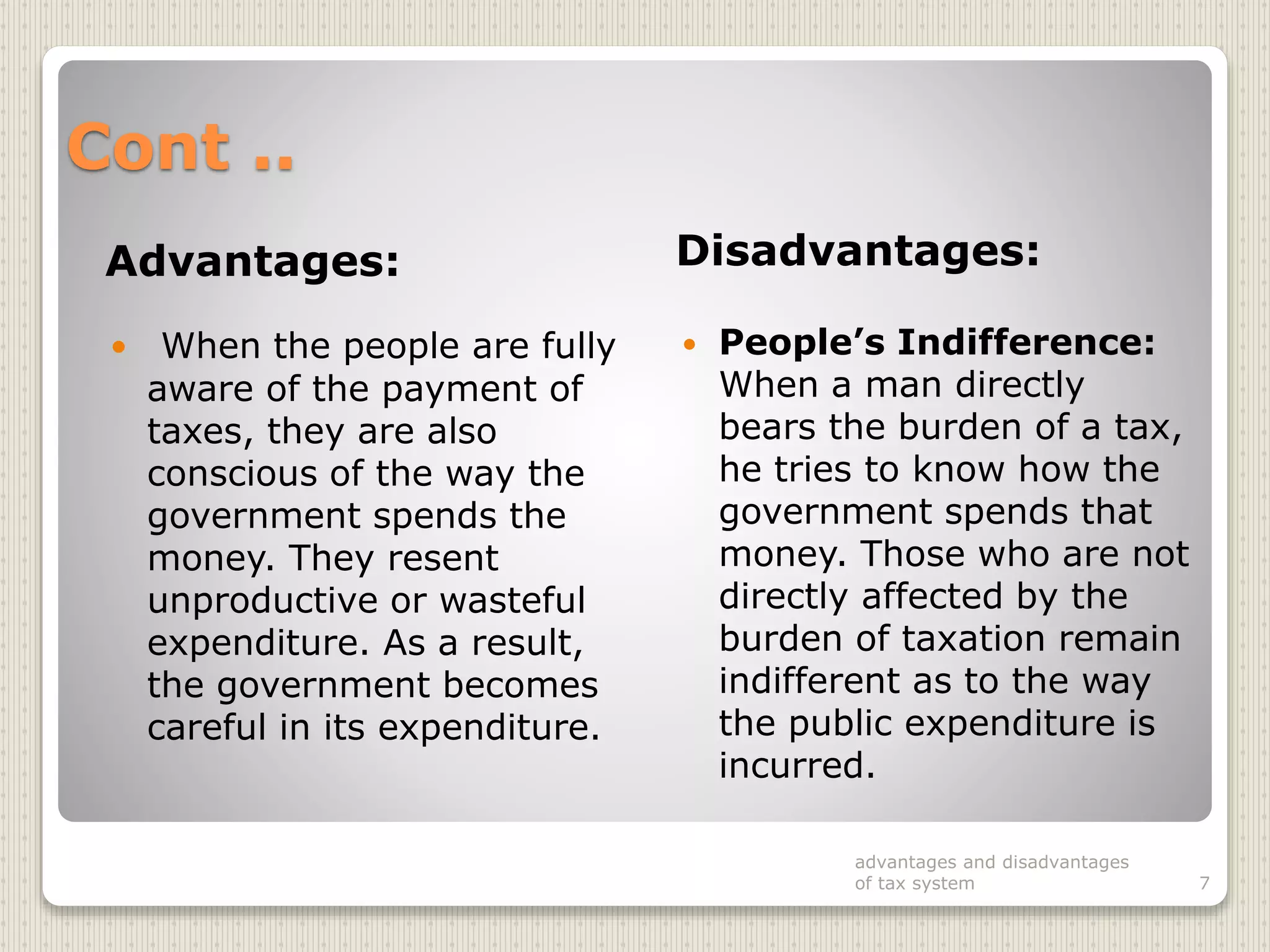 Advantages and Disadvantages of taxation system | PPTX