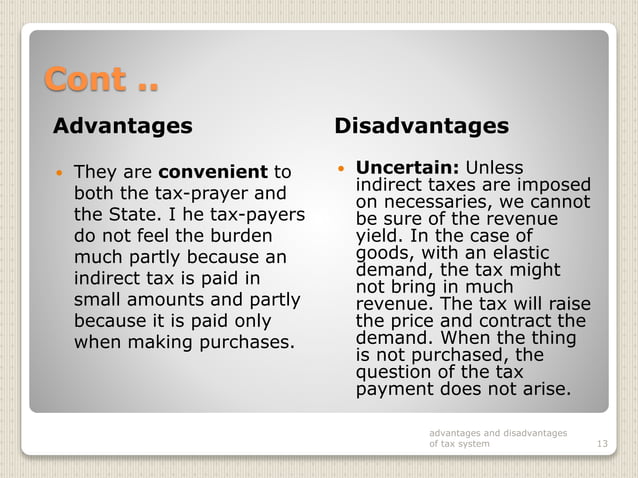 Advantages and Disadvantages of taxation system | PPT | Free Download