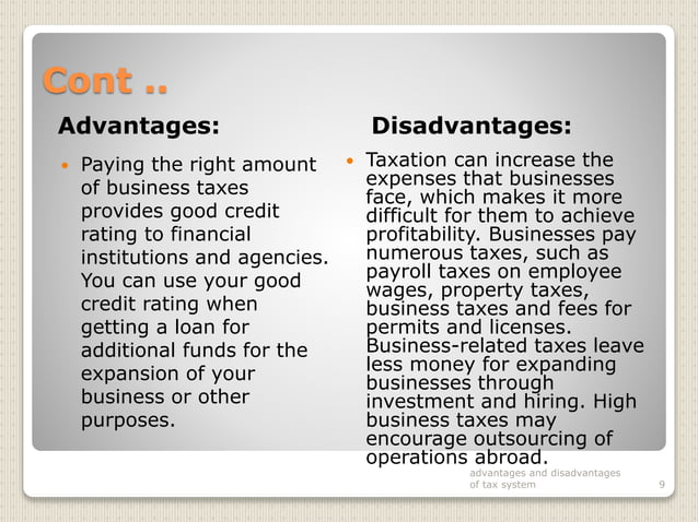 Advantages and Disadvantages of taxation system | PPTX
