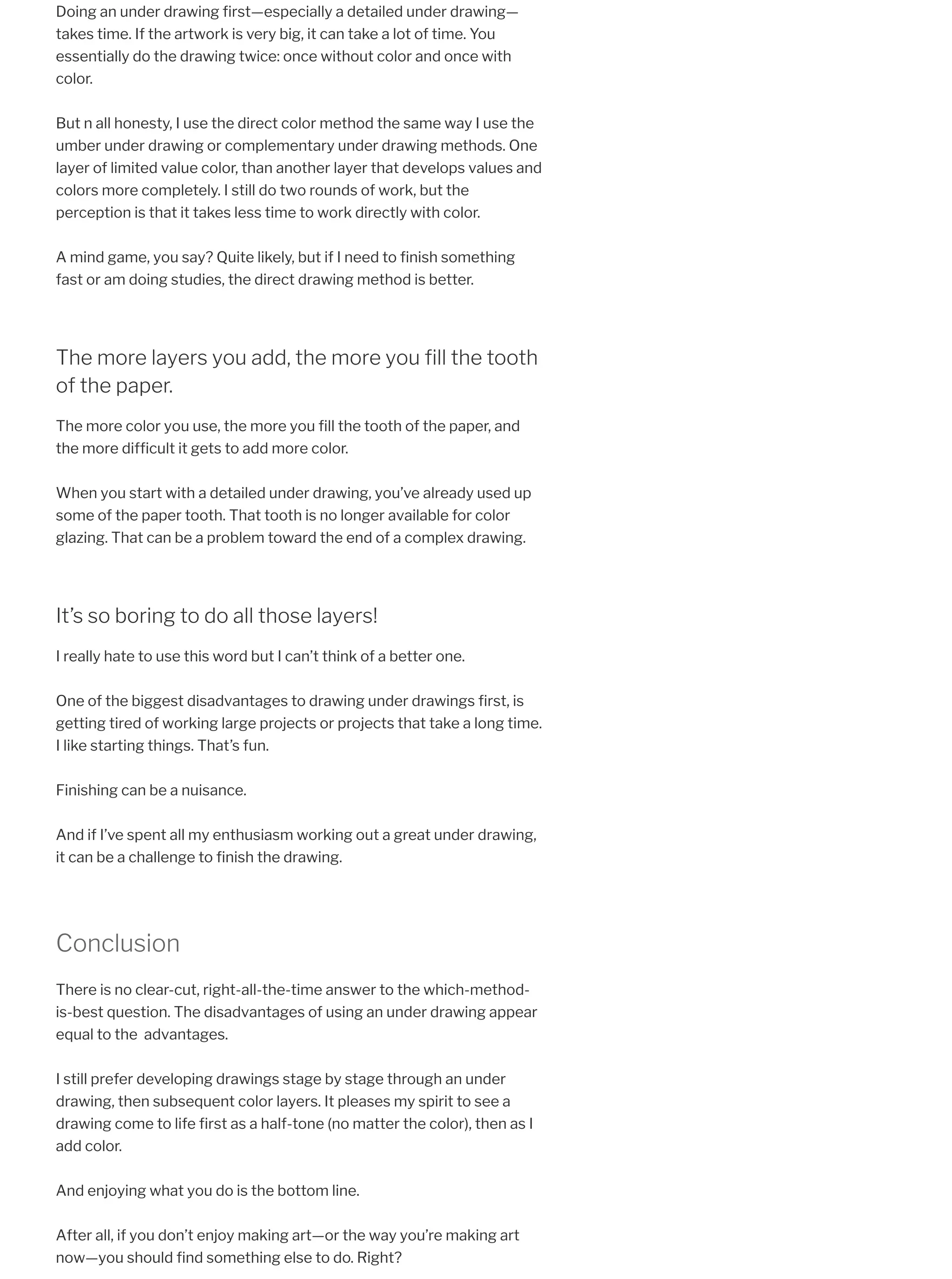 Advantages and disadvantages of under drawings carrie l. lewis, artist ...