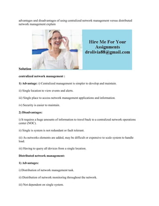 advantages and disadvantages of using centralized network management v.docx | Computer ...