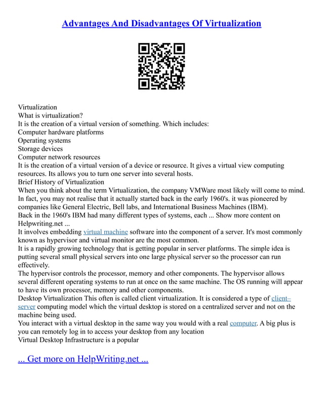 Advantages And Disadvantages Of Virtualization | PDF | Cloud Computing ...