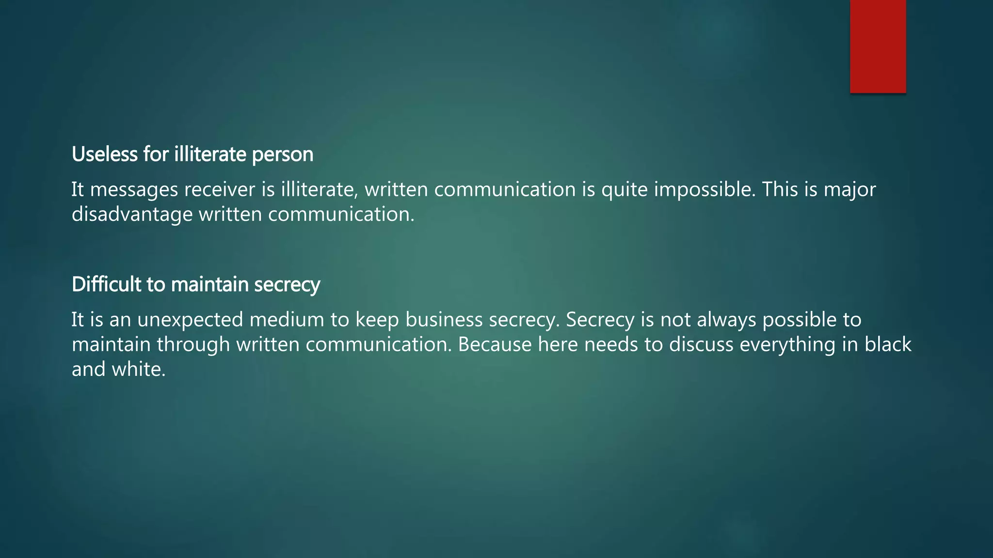 Advantages and disadvantages of written communication | PPTX