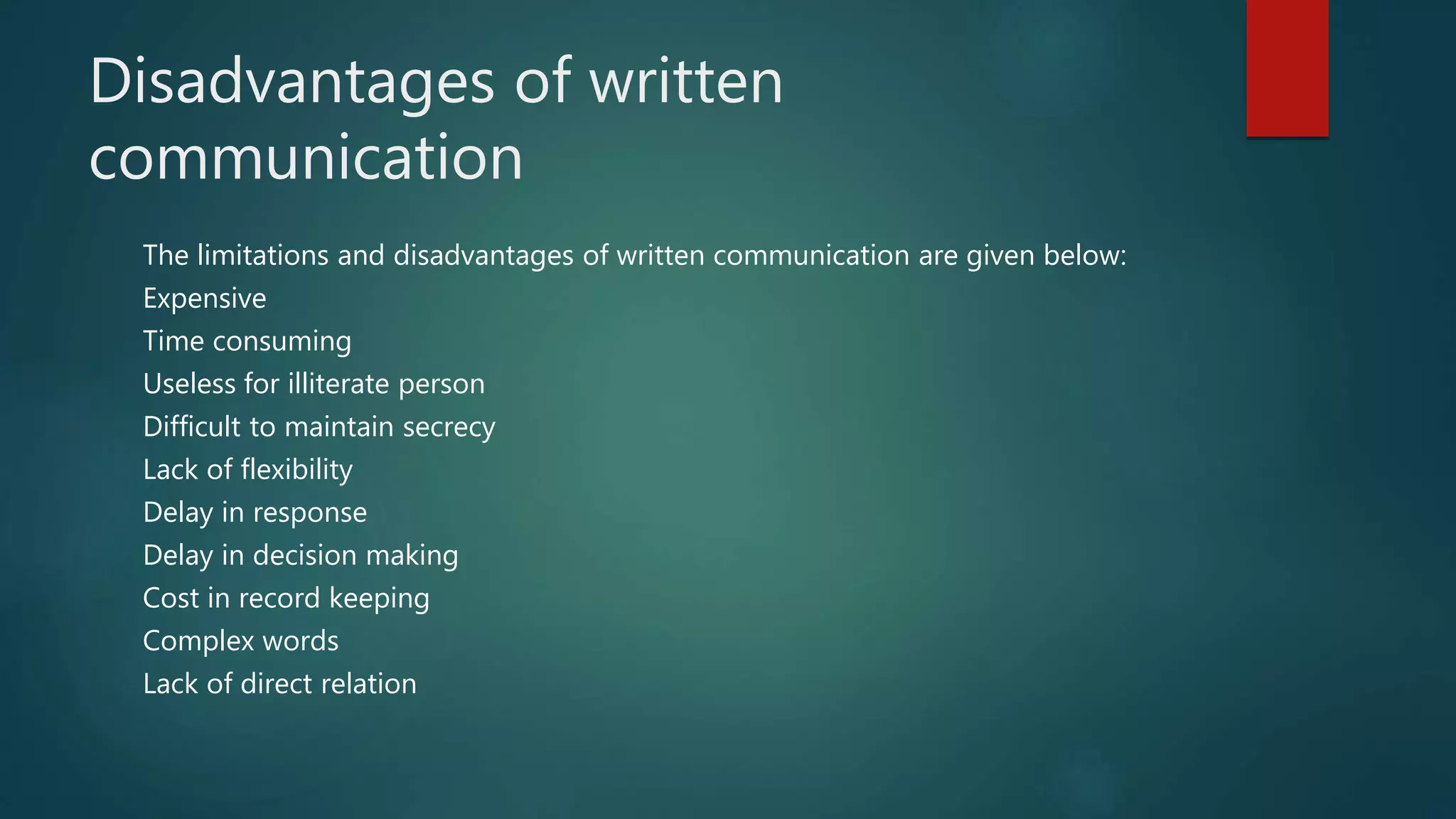 Advantages and disadvantages of written communication | PPTX