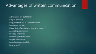 Advantages and disadvantages of written communication | PPTX