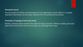 Advantages and disadvantages of written communication | PPTX