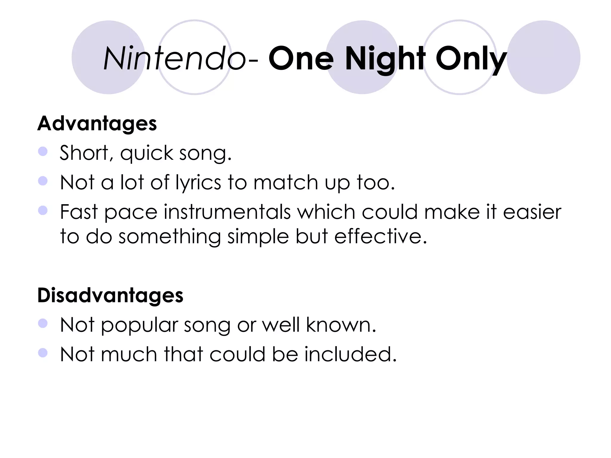 Advantages And Disadvantages To Song Ideas | PPT