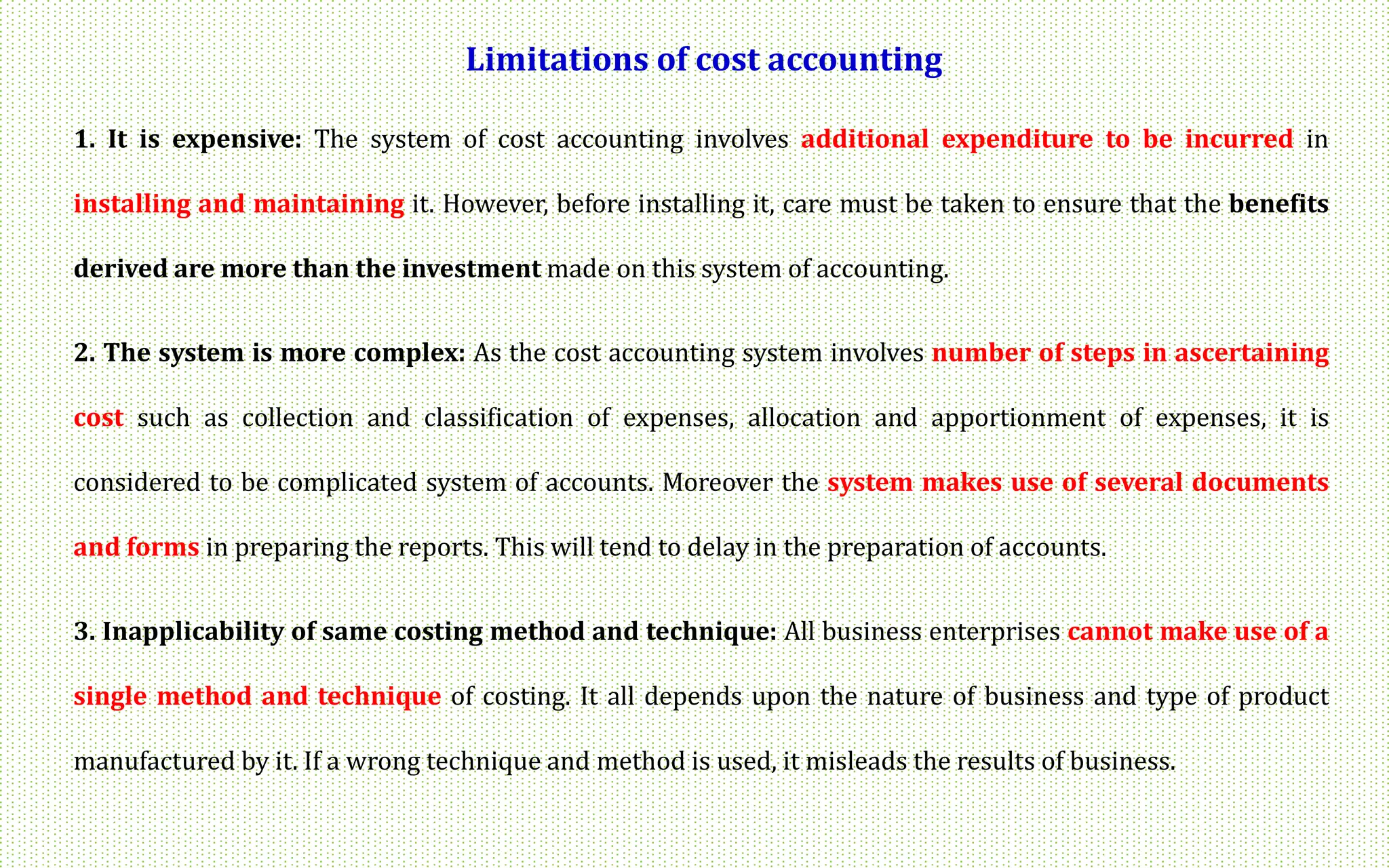 Advantages and limitations of cost accounting | PPTX
