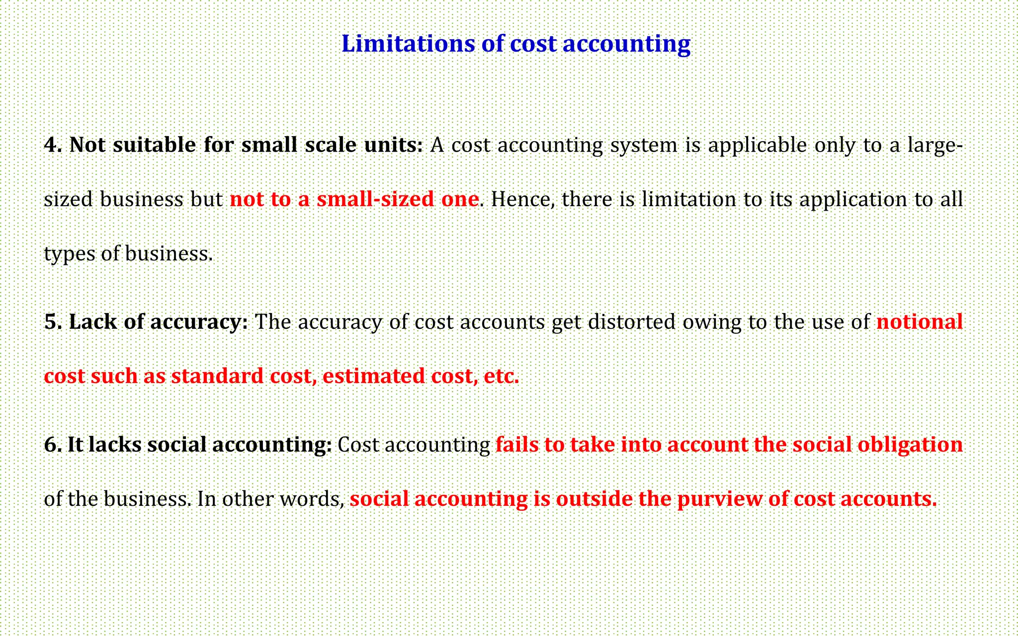 Advantages and limitations of cost accounting | PPTX