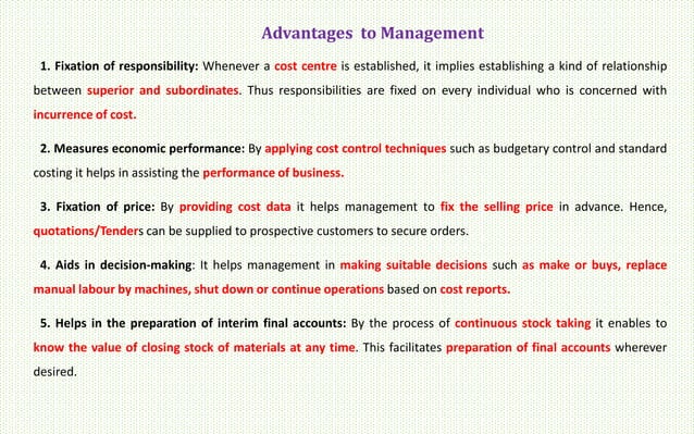 Advantages and limitations of cost accounting | PPTX