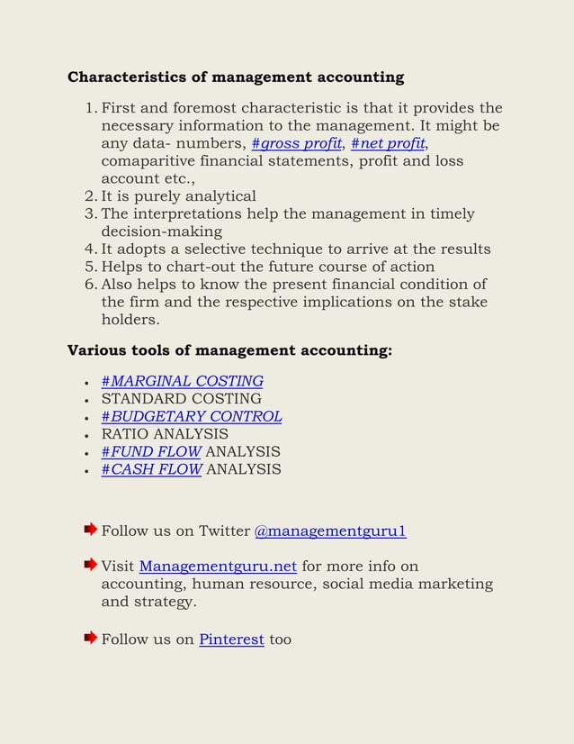 Advantages, Limitations and Characteristics of Management Accounting ...