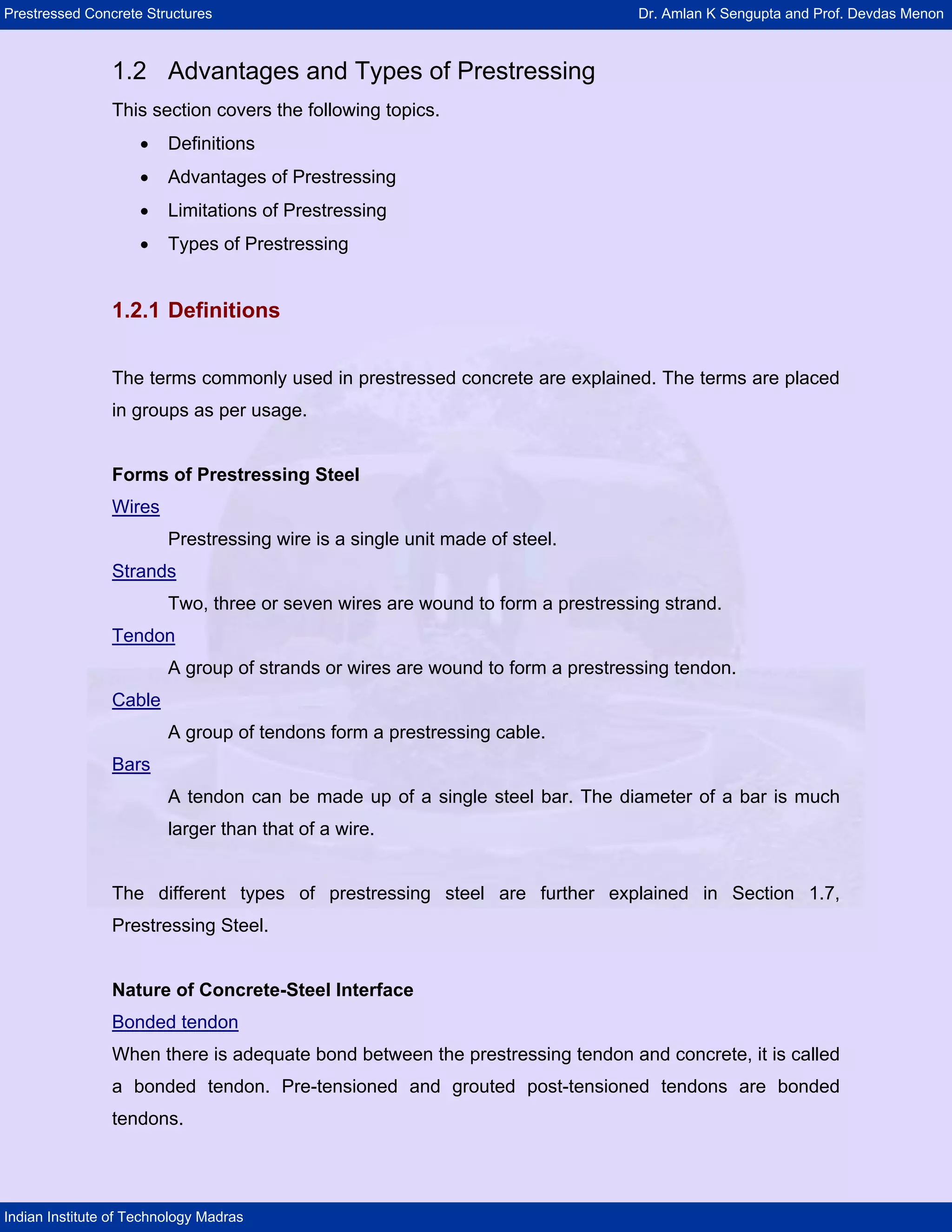 Advantages and types of prestressing | PDF